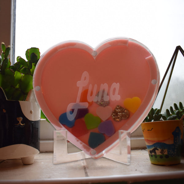 Heart shape custom reward chart, with stand and loops for displaying ...